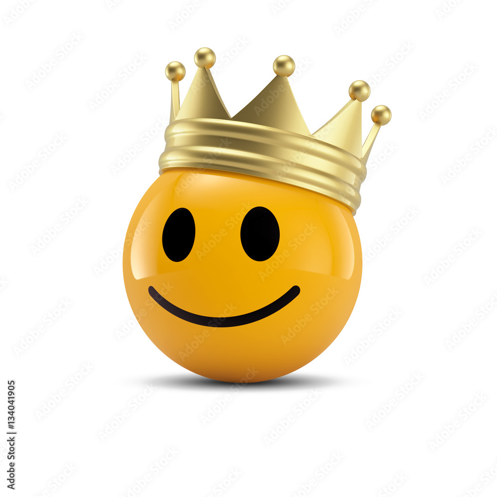 Happy Smiley Emoticon mit Krone: Kunde ist König Stock Illustration ...
