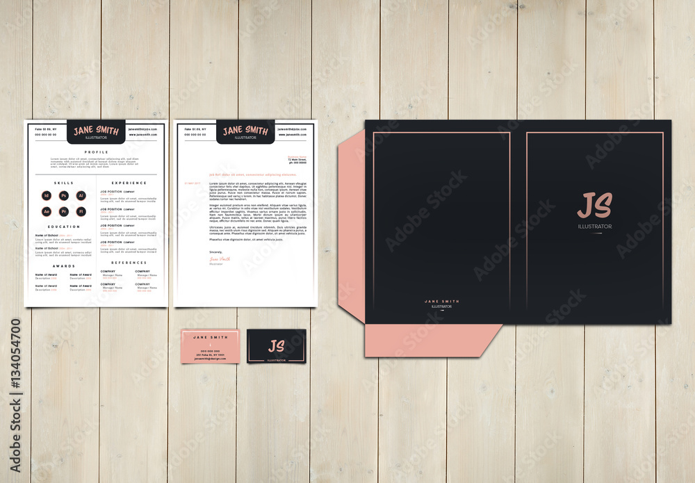 White and Pink Personal Branding Set Stock Template | Adobe Stock