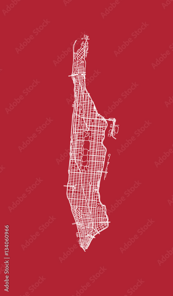 Map of Manhattan streets. Stock Vector | Adobe Stock