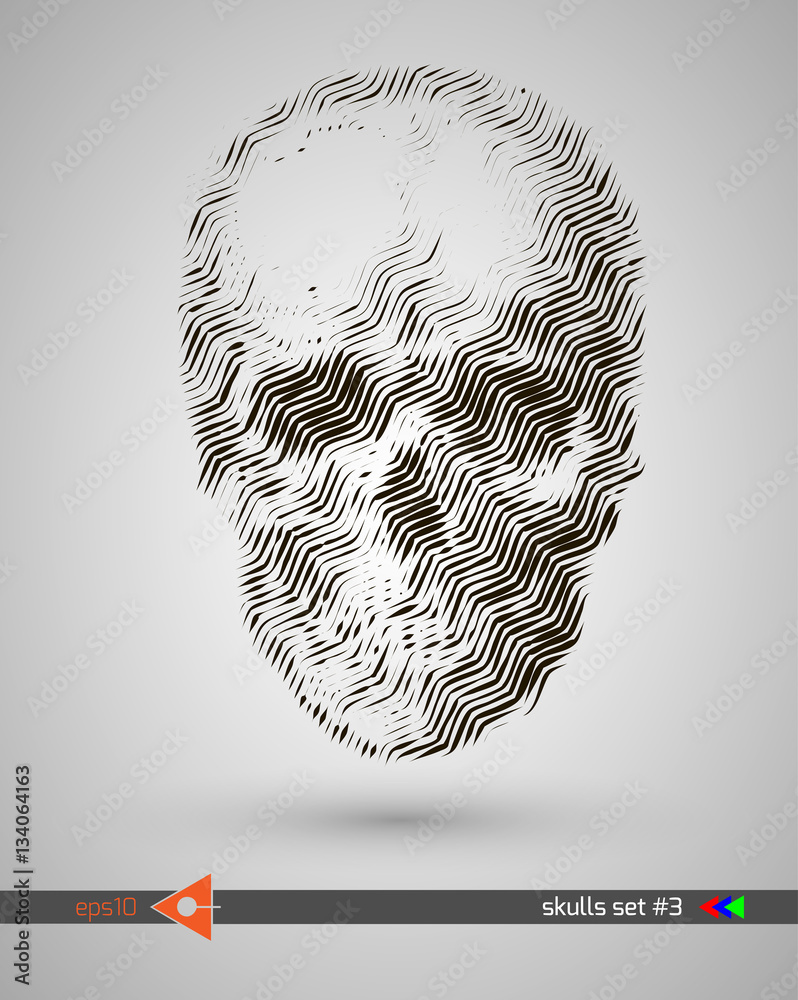 Halftone skull, line, Wave. Design element. Invitation, party ...