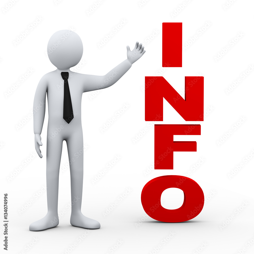 3d man info word presentation Stock-Illustration | Adobe Stock