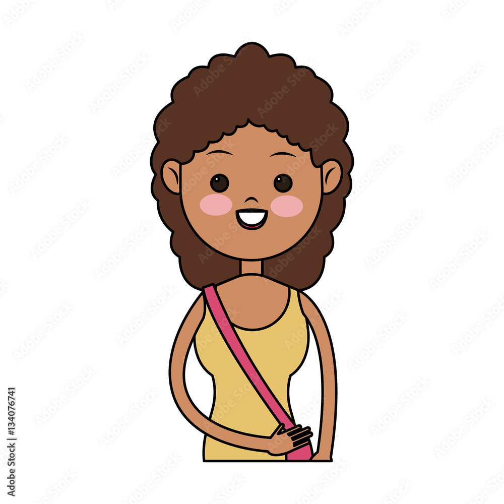 Vecteur Stock Happy Girl Cartoon Icon Over White Background Colorful