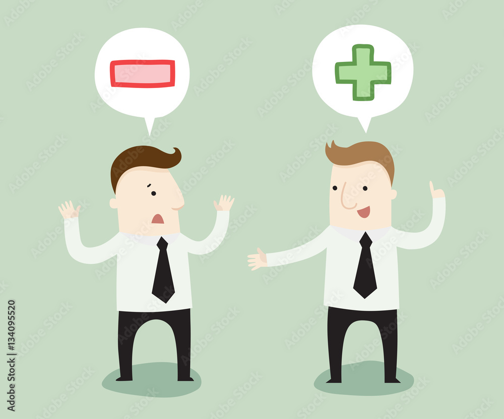 Positive and negative thinking ,vector illustration business cartoon ...