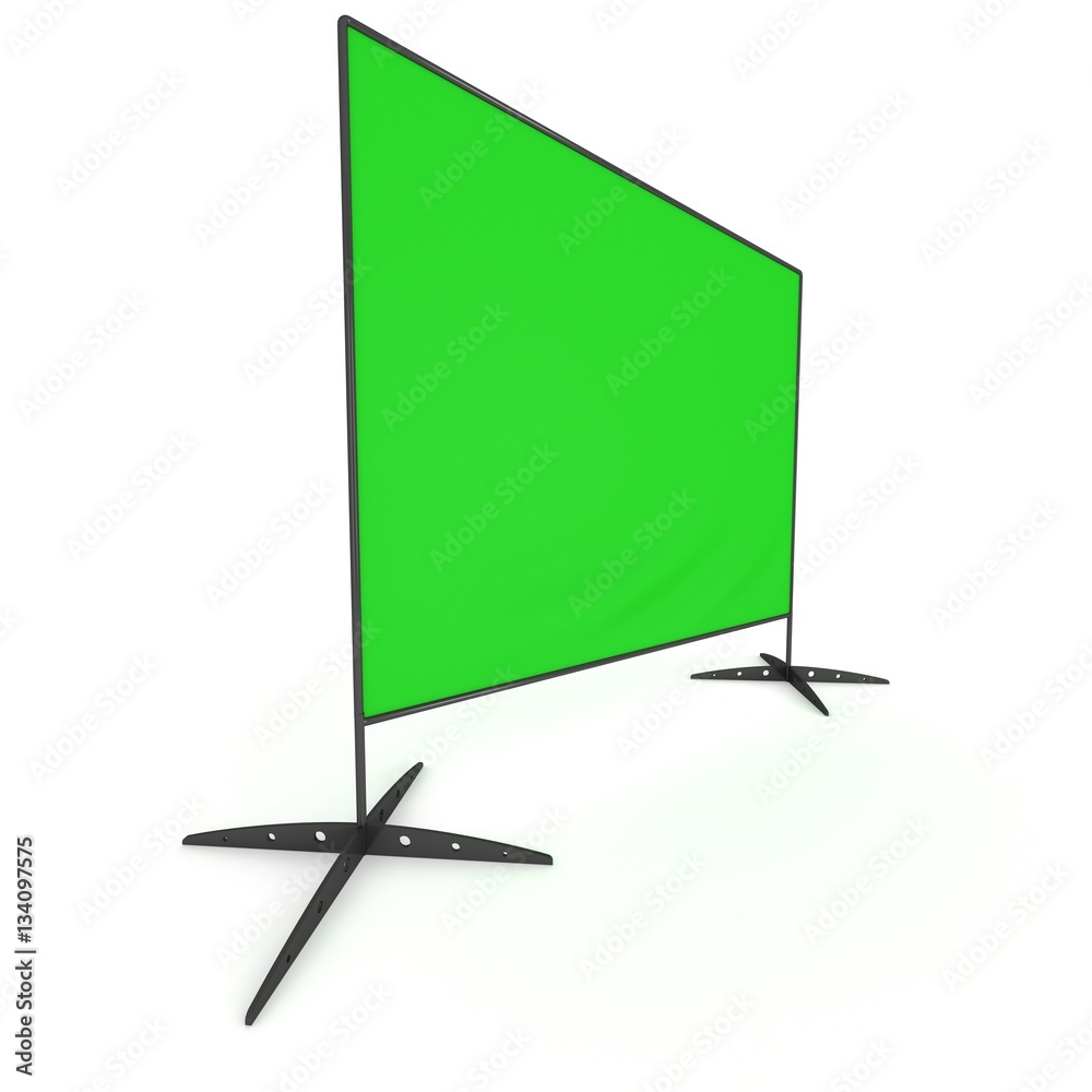 Billet press wall with green screen chroma key banner. Mobile trade ...