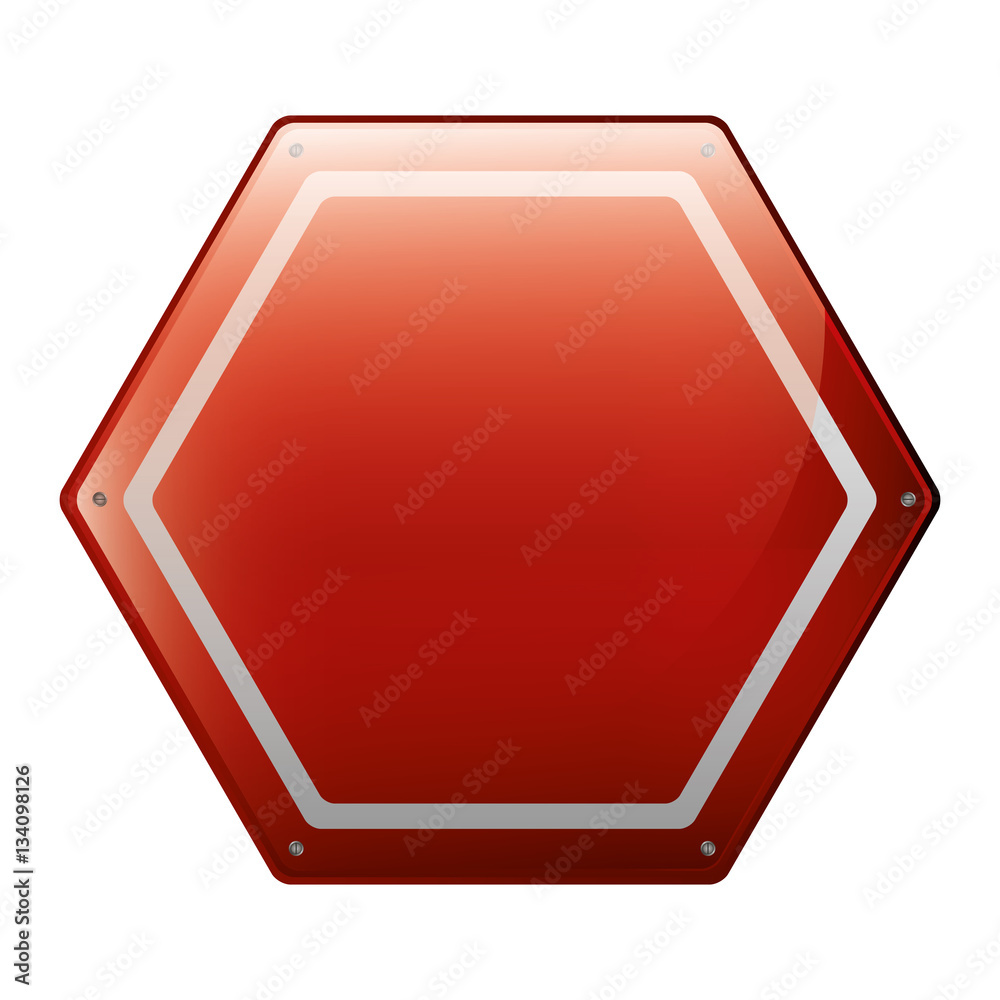 hexagon of road sign red vector illustration Stock Vector | Adobe Stock