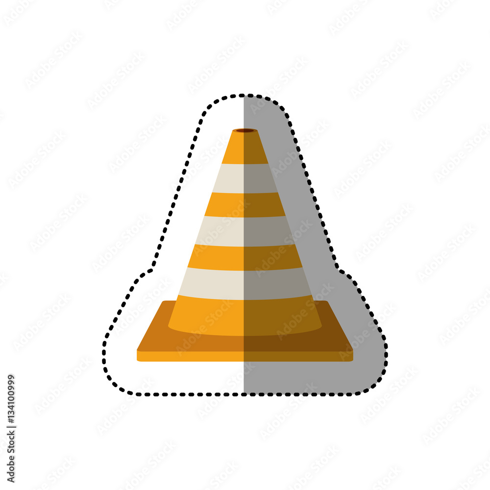 dotted sticker striped traffic cone vector illustration Stock Vector ...