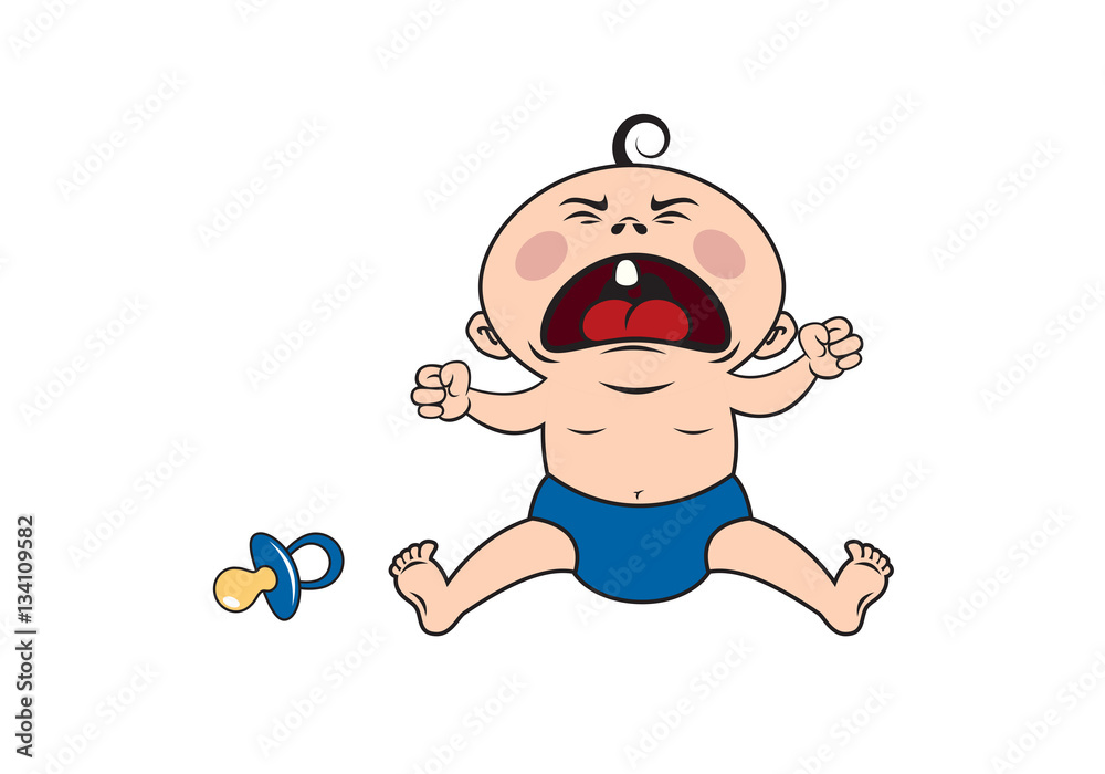 Crying baby vector. Cartoon character angry child. Baby illustration ...