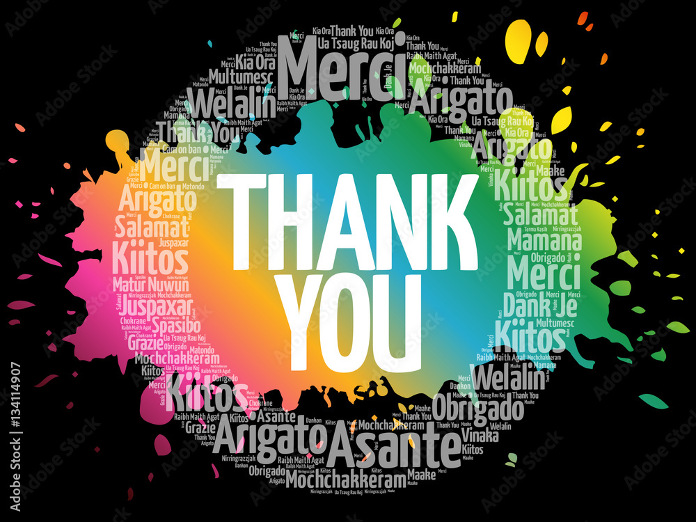 Thank You Word Cloud background, all languages, multilingual for ...