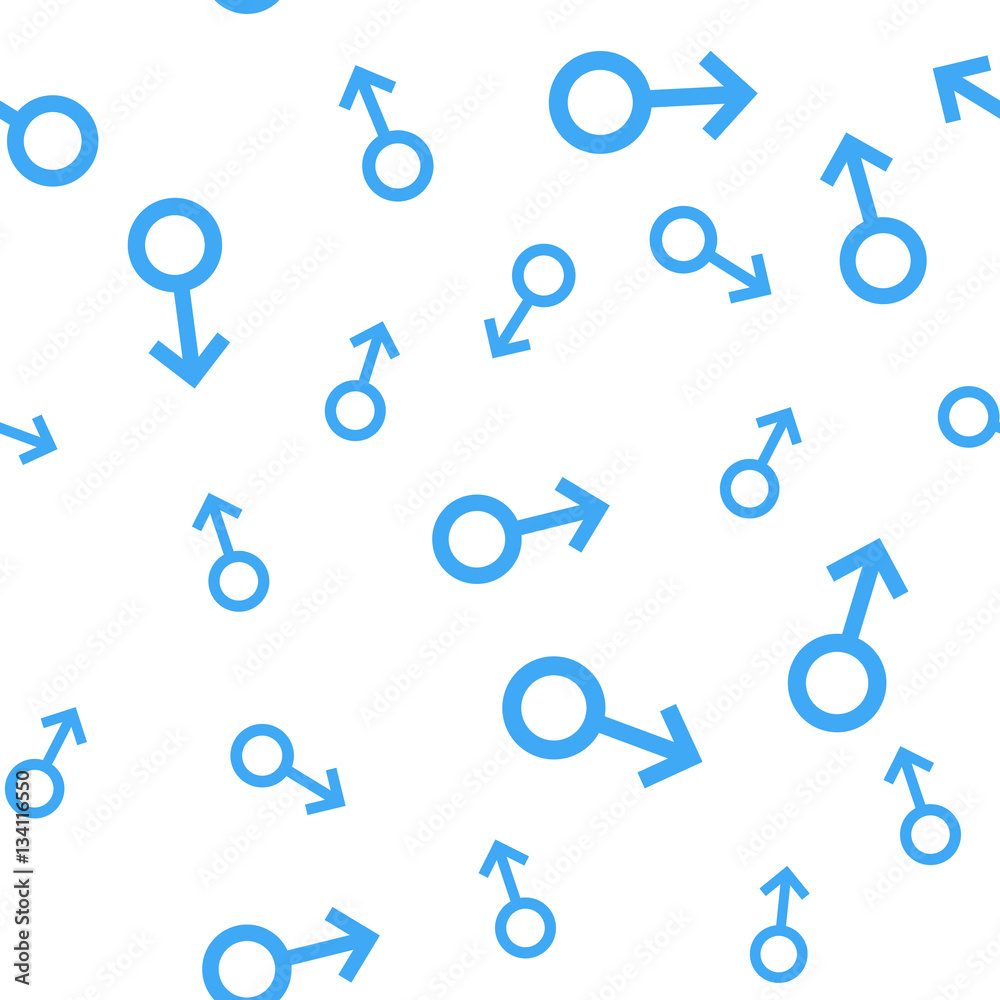 Seamless pattern with the male symbols. Male small signs different ...