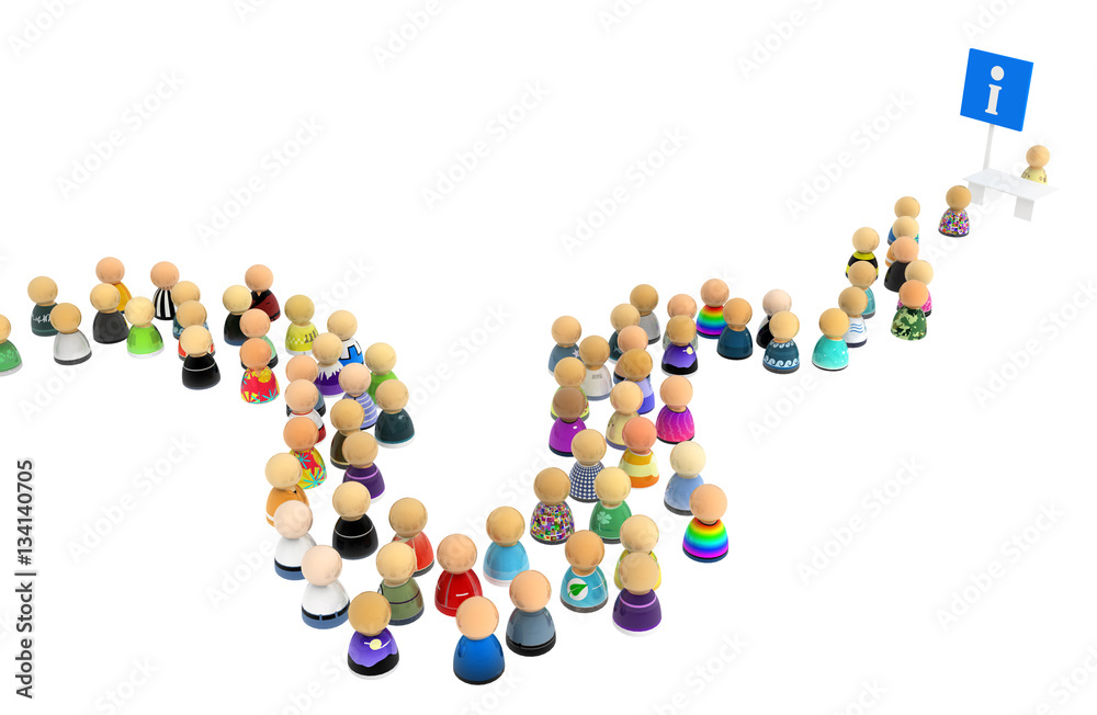 Cartoon Crowd, Info Booth Stock Illustration | Adobe Stock