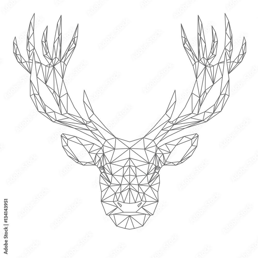Vettoriale Stock La testa di cervo, design geometrico di poligoni ...