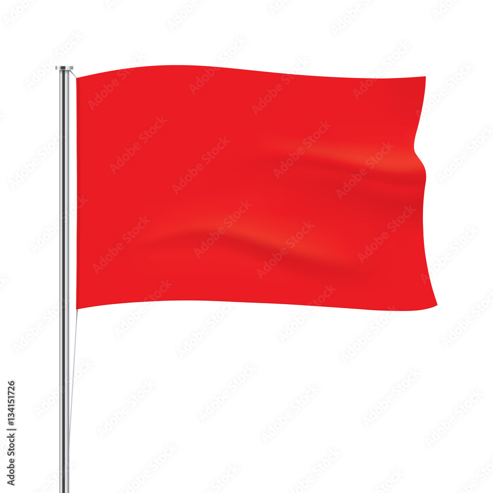Red flag template. Red horizontal waving flag, isolated on background ...
