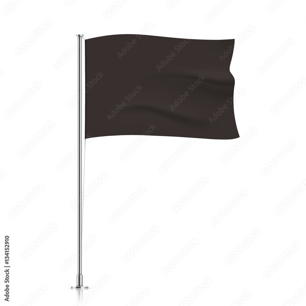 Black flag template. Black horizontal waving flag, isolated on ...