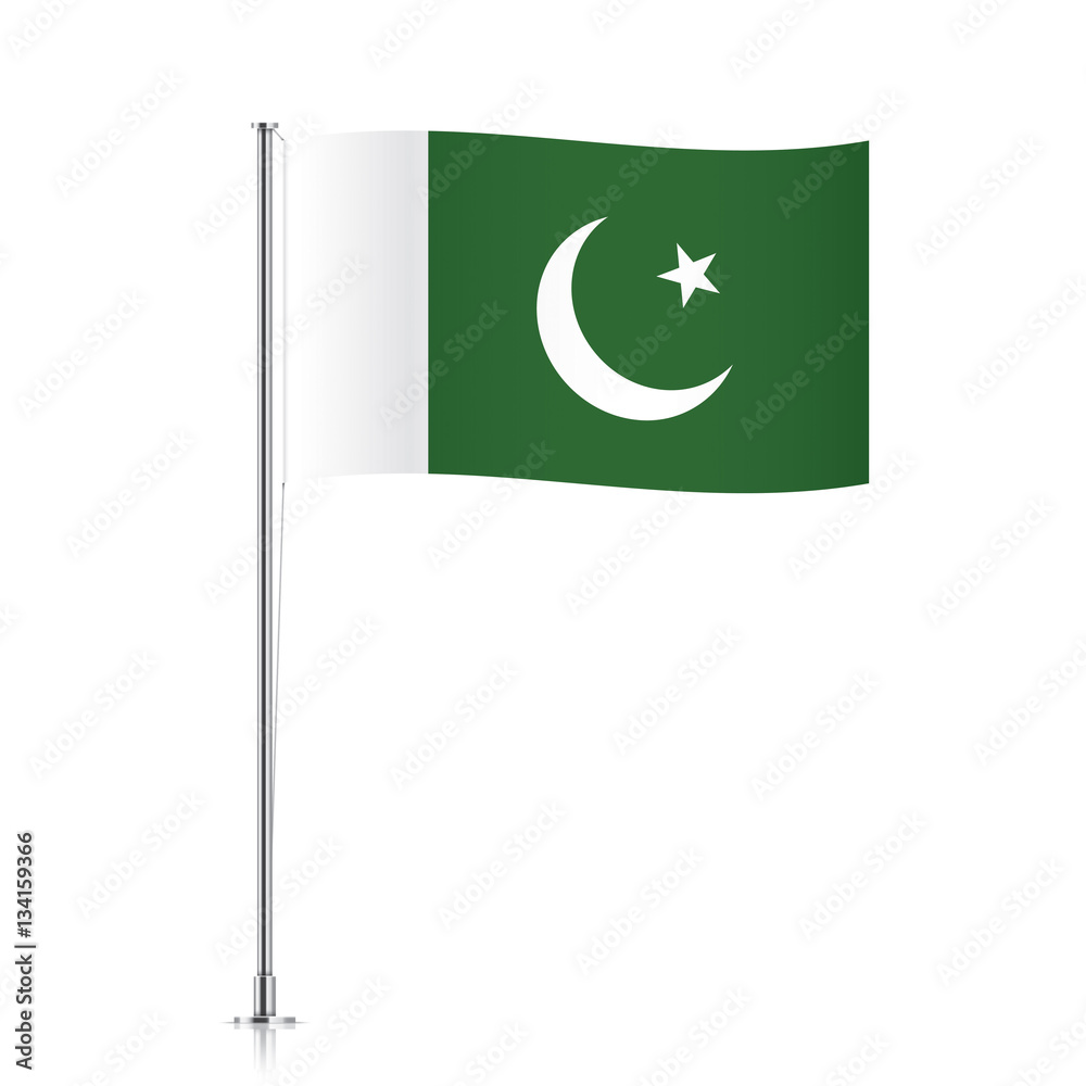 Pakistani vector flag template. Waving flag of Pakistan on a metallic ...