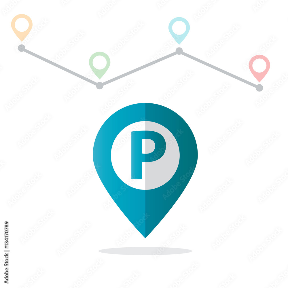 Initial Letter P With Pin Location Logo on Maps Stock-Vektorgrafik ...