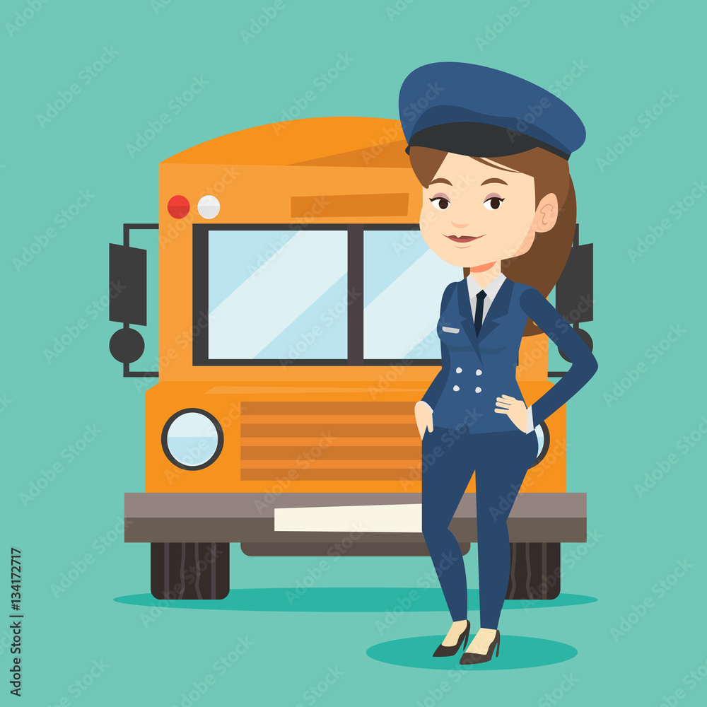 School bus driver vector illustration. Stock Vector | Adobe Stock
