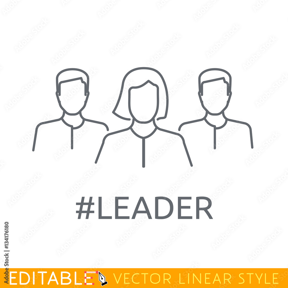 Woman leader of team. Editable line icon. Stock vector illustration ...