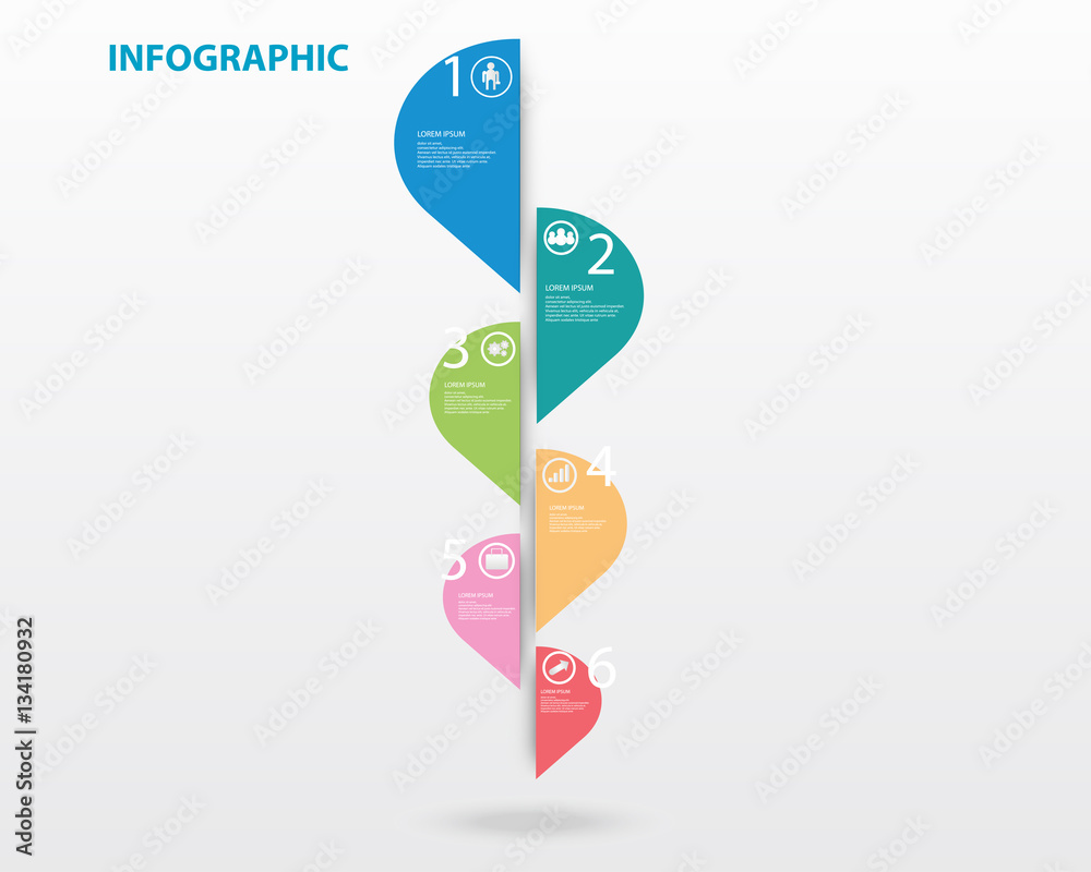 infographic concept. Vector template with 6 options, parts, stages ...