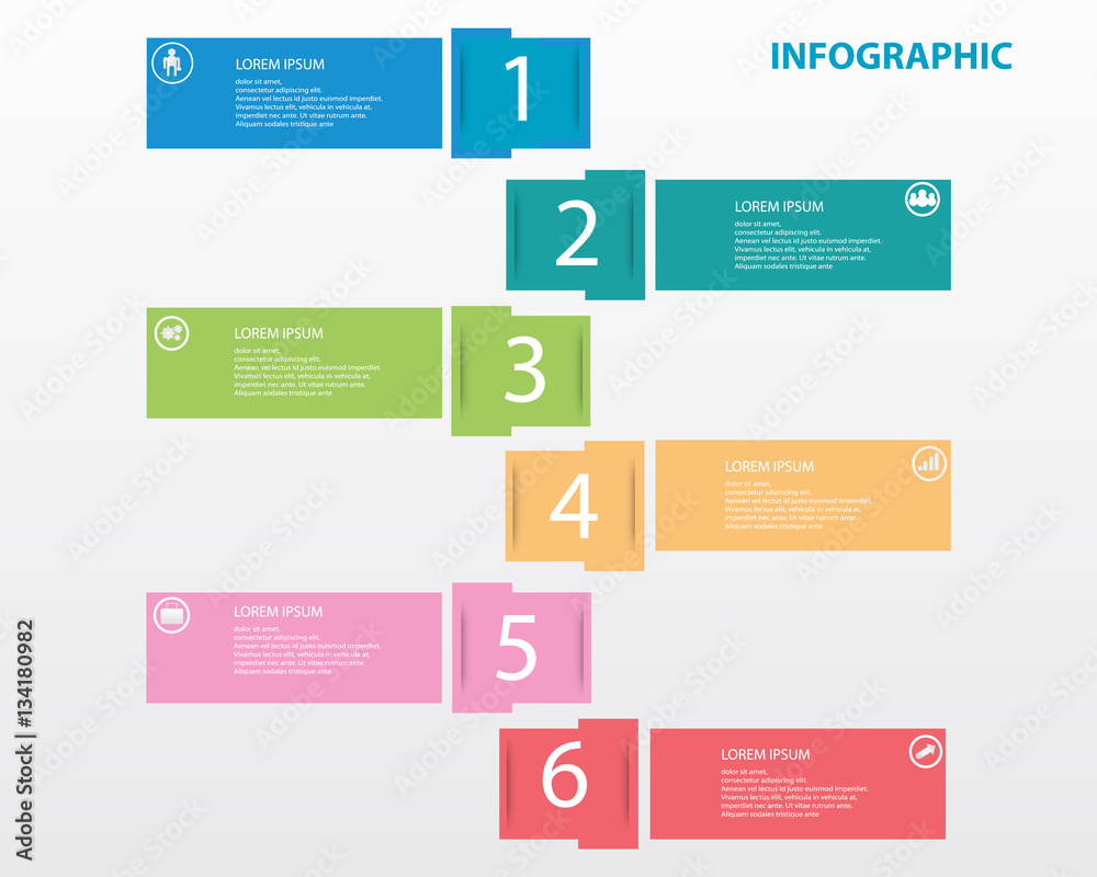 infographic concept. Vector template with 6 options, parts, stages ...