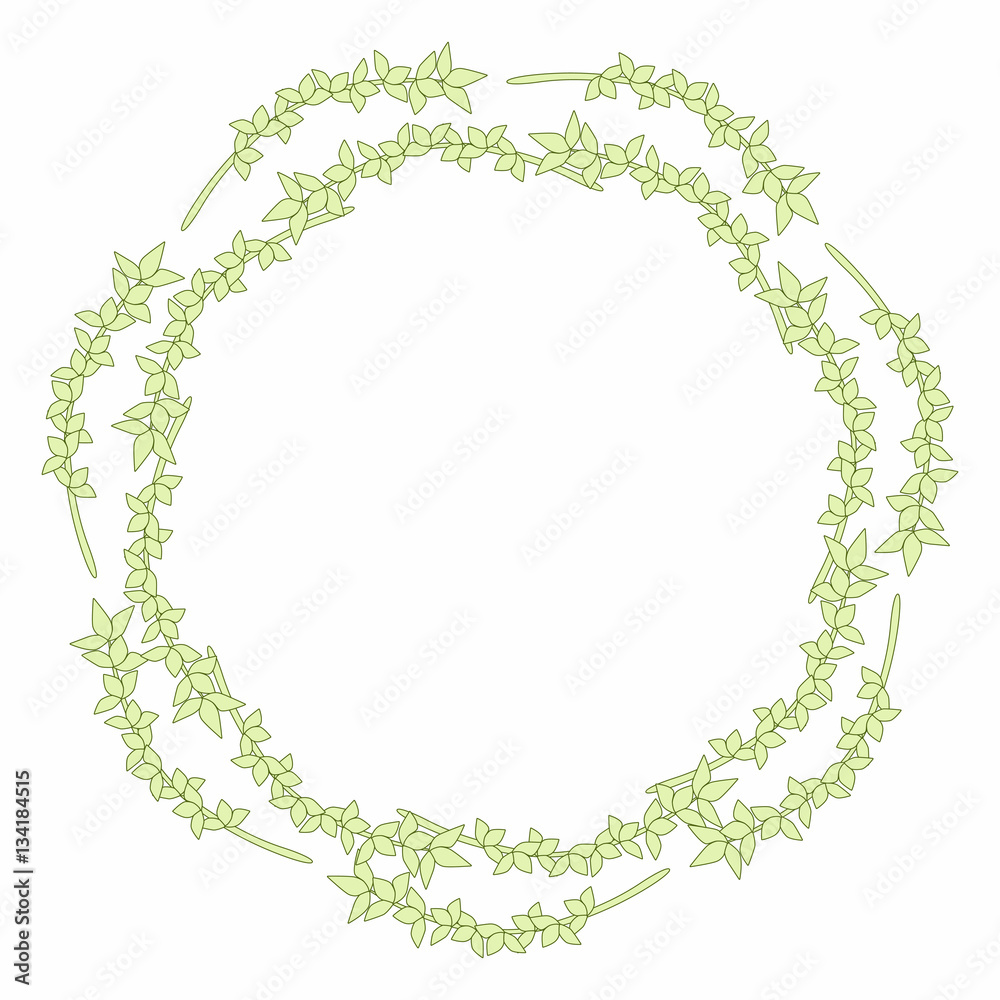 Round frame from vegetative elements. Simple border of stylized ...