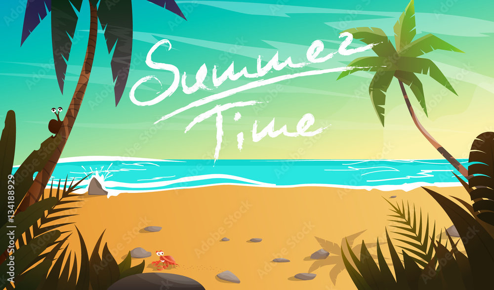 Summertime cartoon vector illustration Stock Vector | Adobe Stock