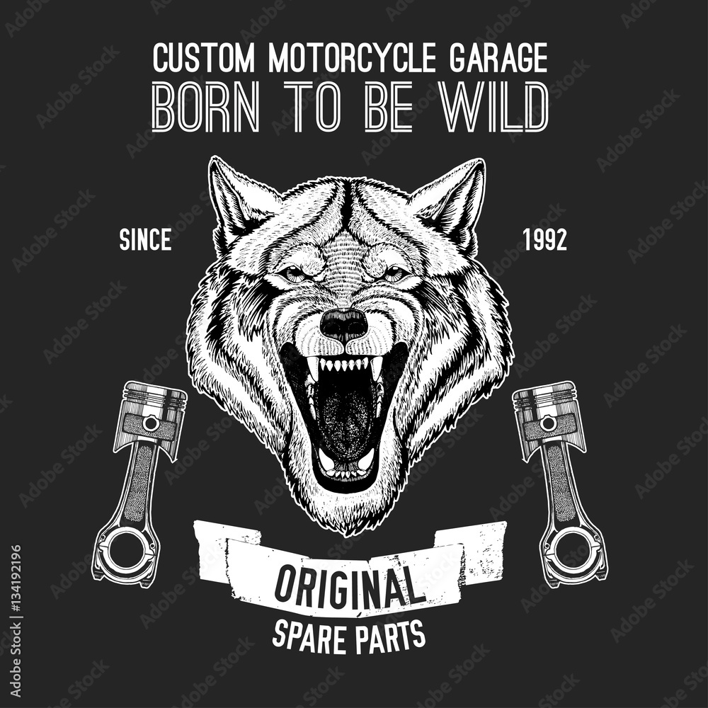Wild wolf Vector image for motorcycle t-shirt, tattoo, motorcycle club ...