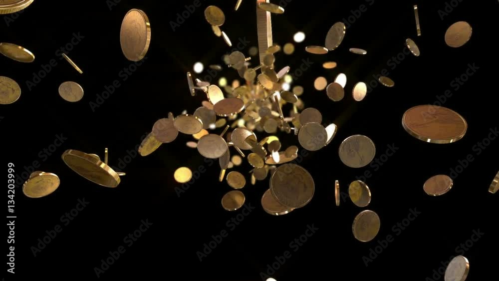 Flight coins - Loopable background. Animation shows the coins flying ...