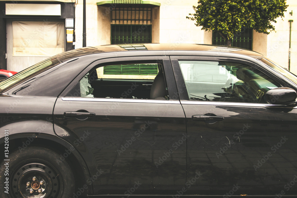 Broken Car Window Black Car