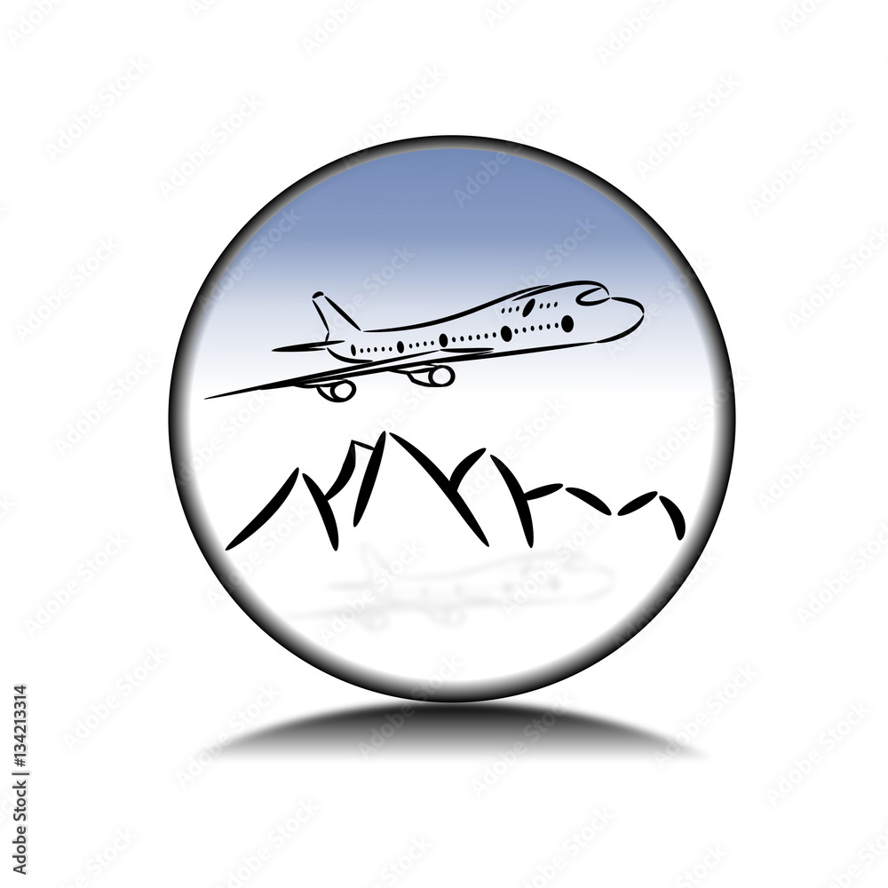 Circle logo with airplane, icon Stock Vector | Adobe Stock