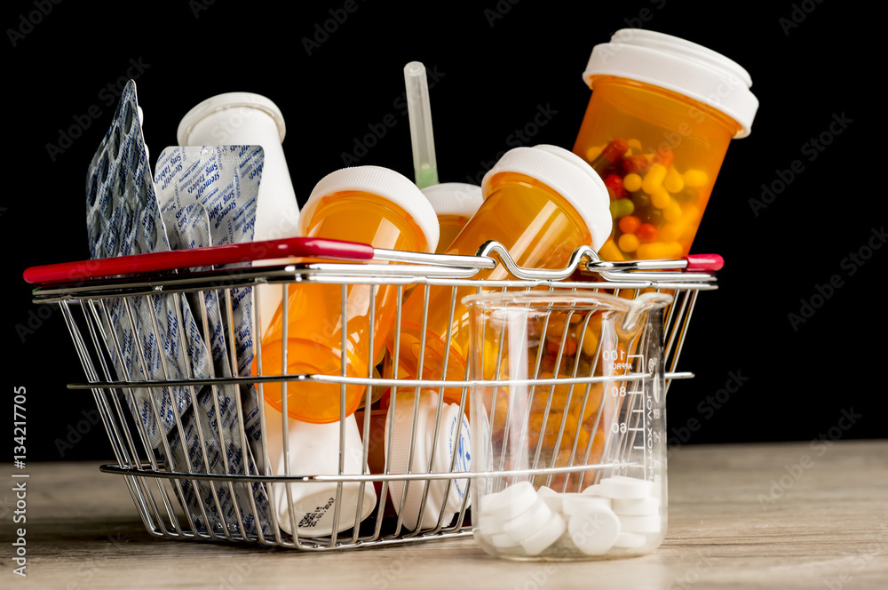Basket full of prescription medication Stock-Foto | Adobe Stock