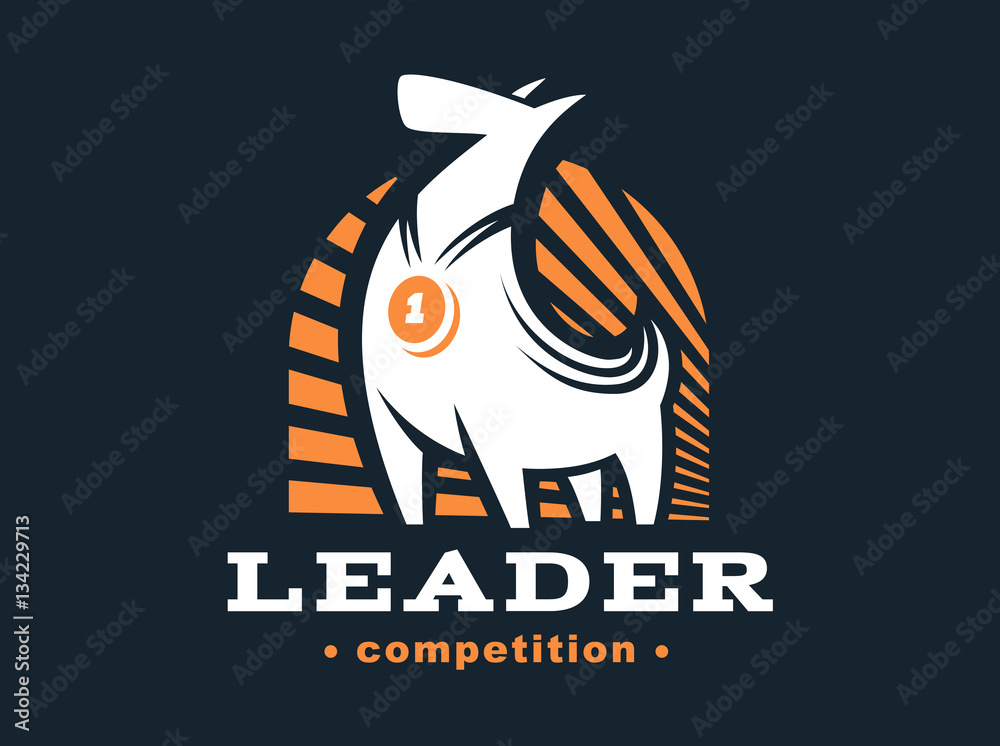 Winner dog logo - vector illustration, emblem on dark background Stock ...