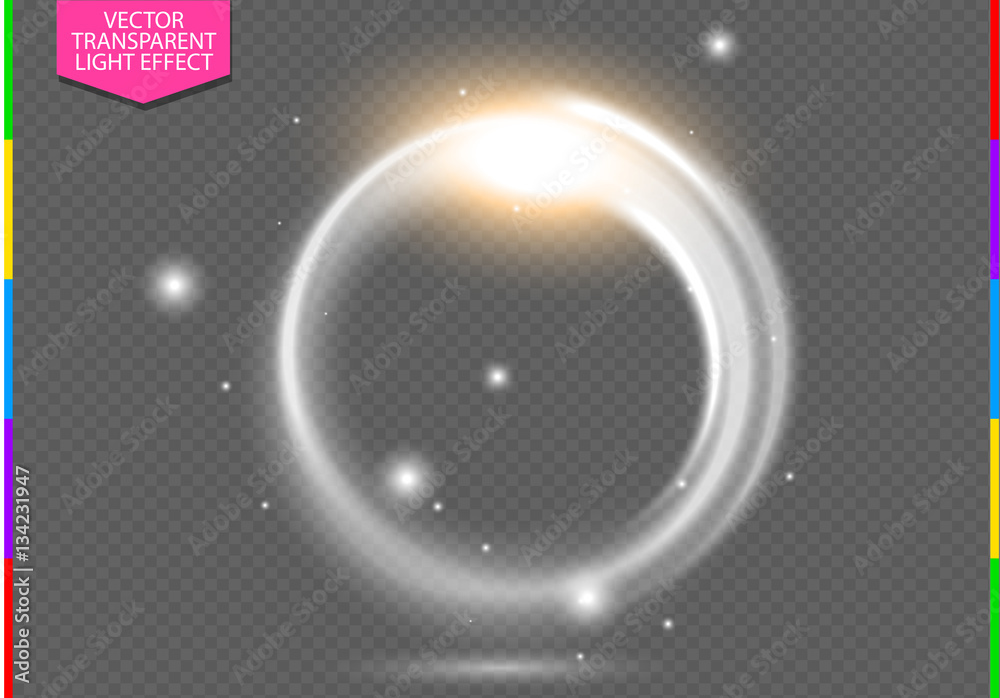 Circular lens flare transparent light effect. Abstract ellipse border ...