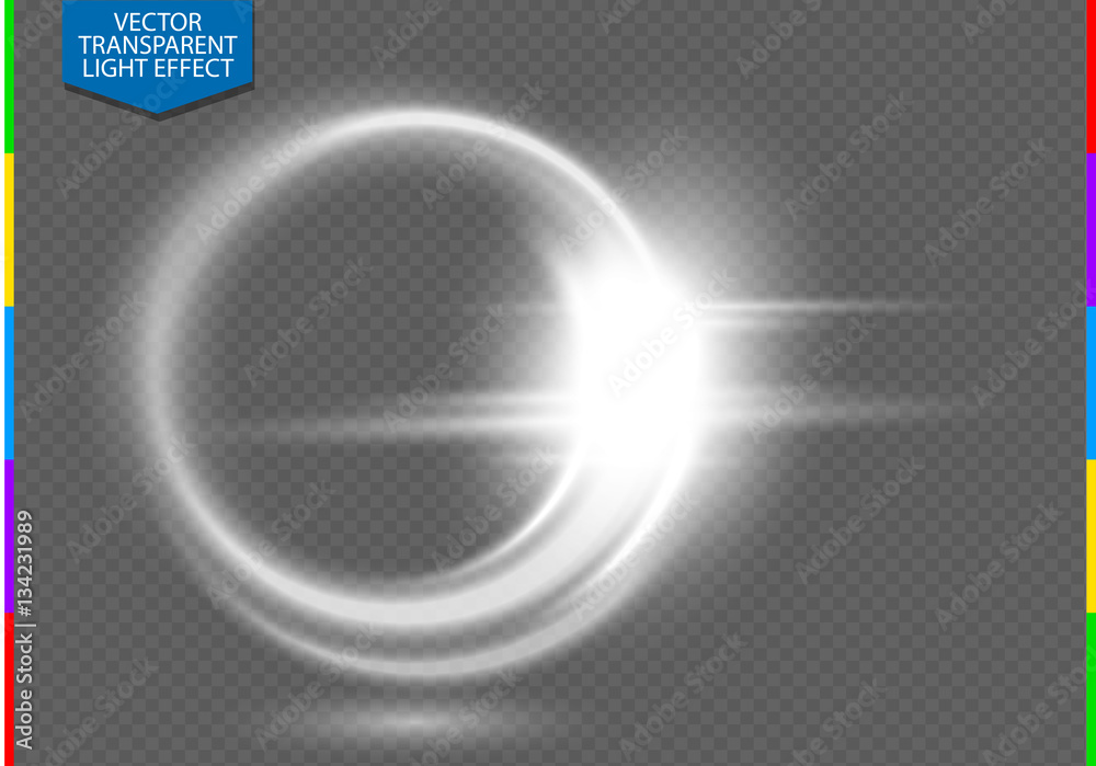 Circular lens flare transparent light effect. Abstract ellipse white ...