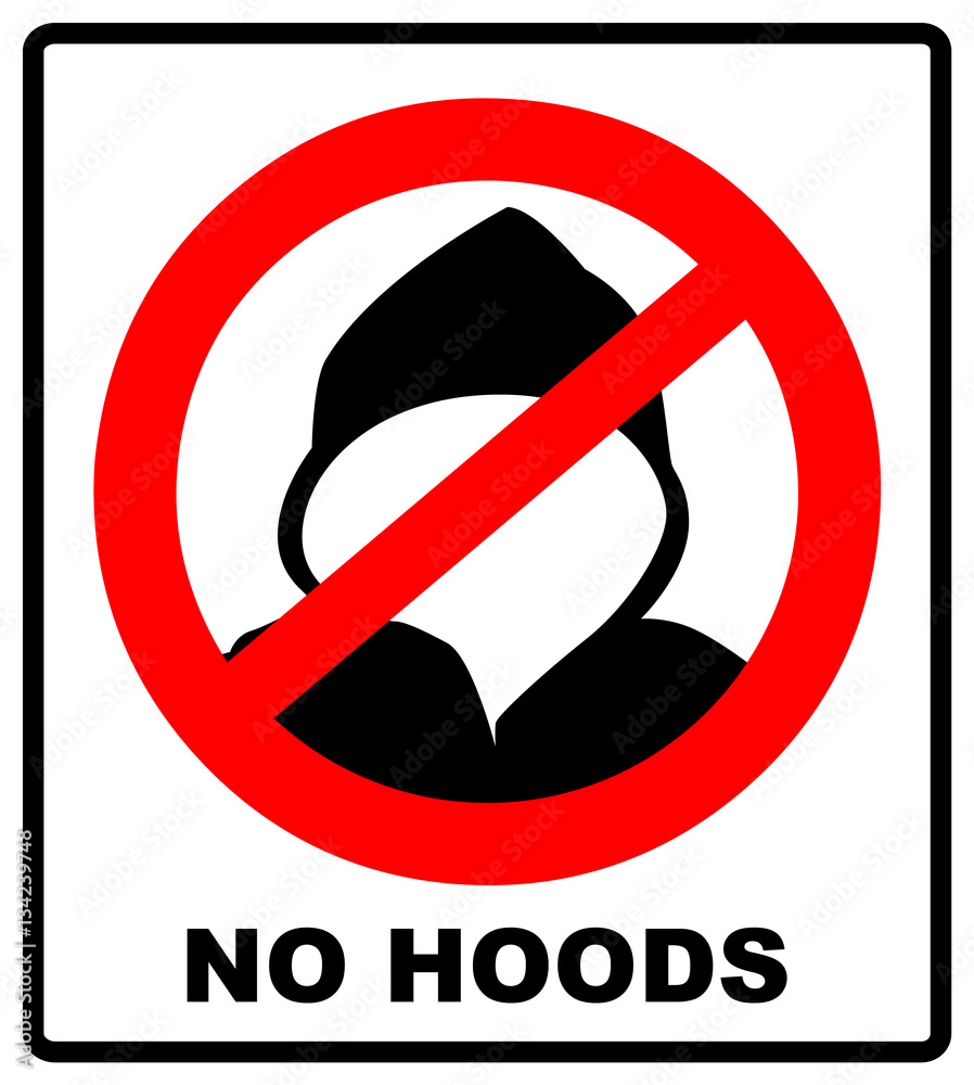 No hoods under this point sign. Warning banner. Vector illustration ...