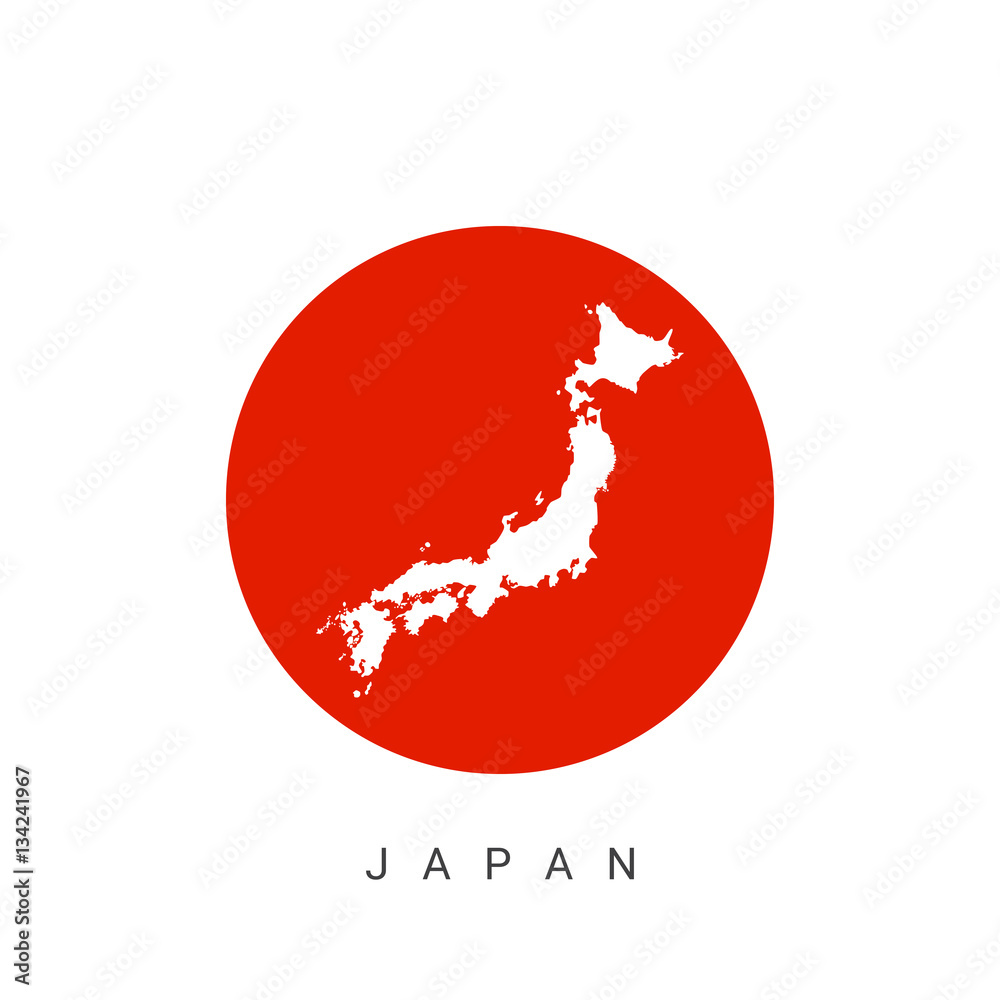 Vector Japan map on Japan flag background Stock Vector | Adobe Stock