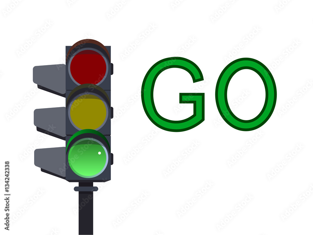 Green traffic light on white background . Go Vector illustration Stock ...