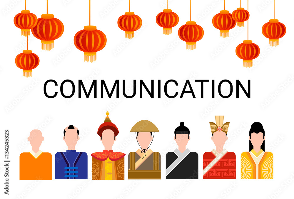 Asia People Group Chat Bubble Communication Concept, Asian Talking ...
