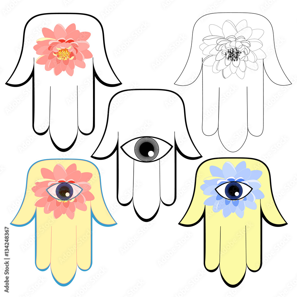 god hamsa hand symbol Eye Islam. illustration Stock Illustration ...