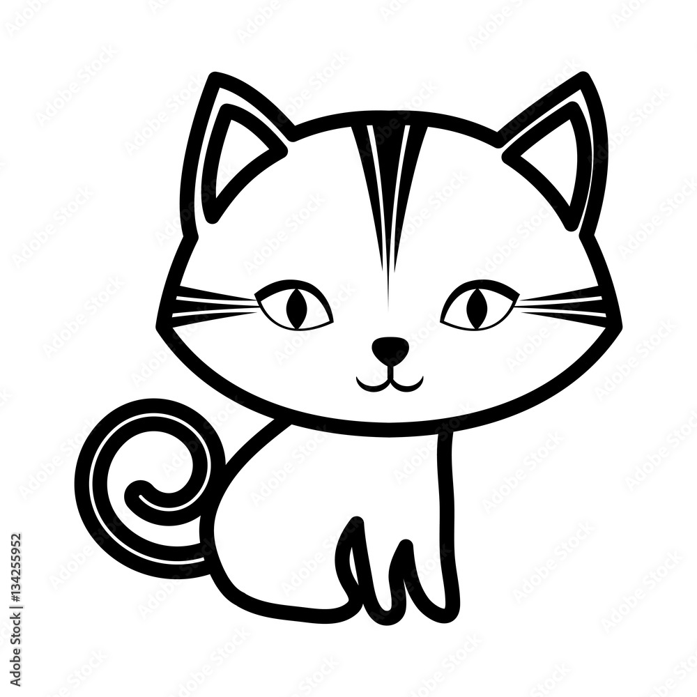 cute cat stripes sitting outline vector illustration eps 10 Stock ...