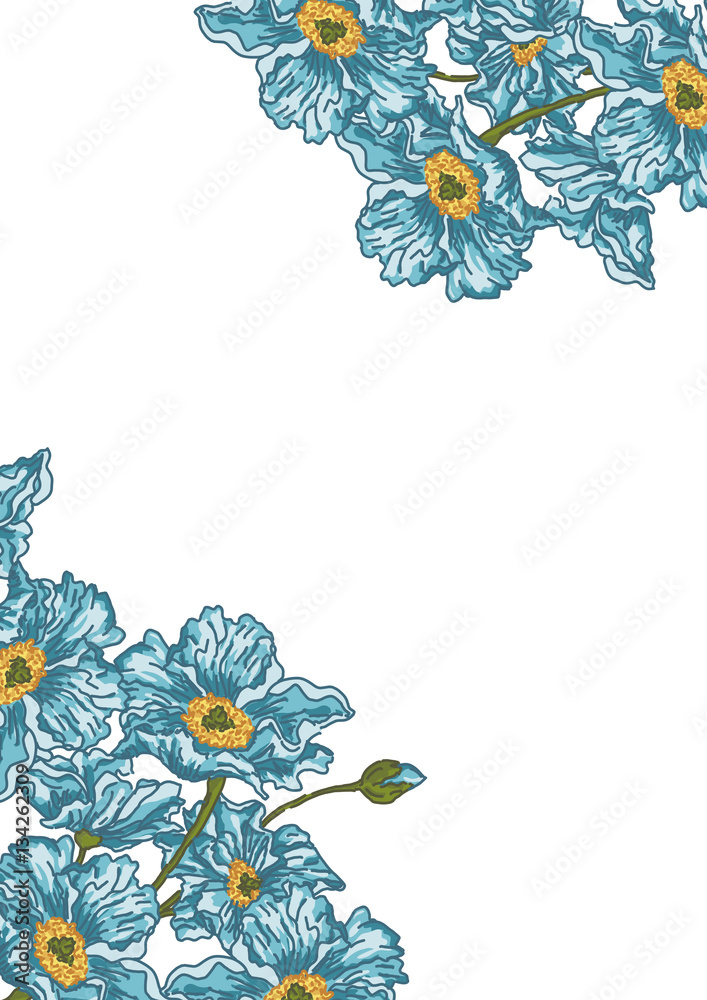 Blue flower border Stock Vector | Adobe Stock