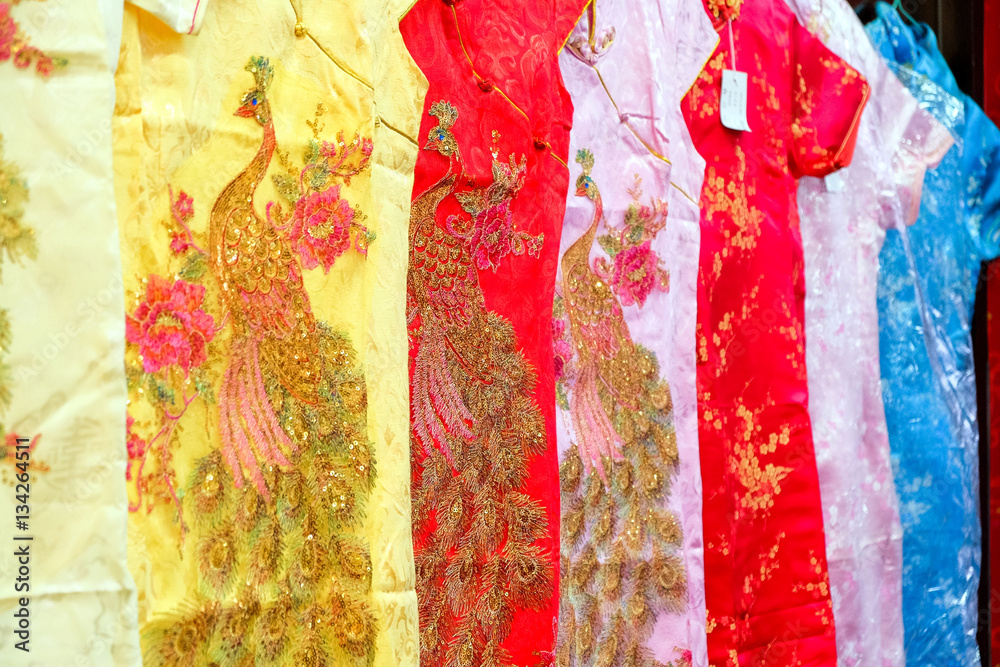 Qipao (Cheongsam dress or Chinese dress) for woman in Chinatown ...