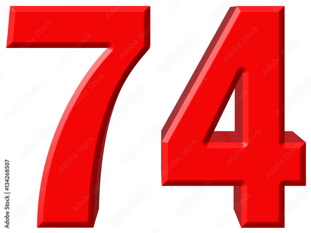 Numeral 74, seventy four, isolated on white background, 3d rende Stock ...