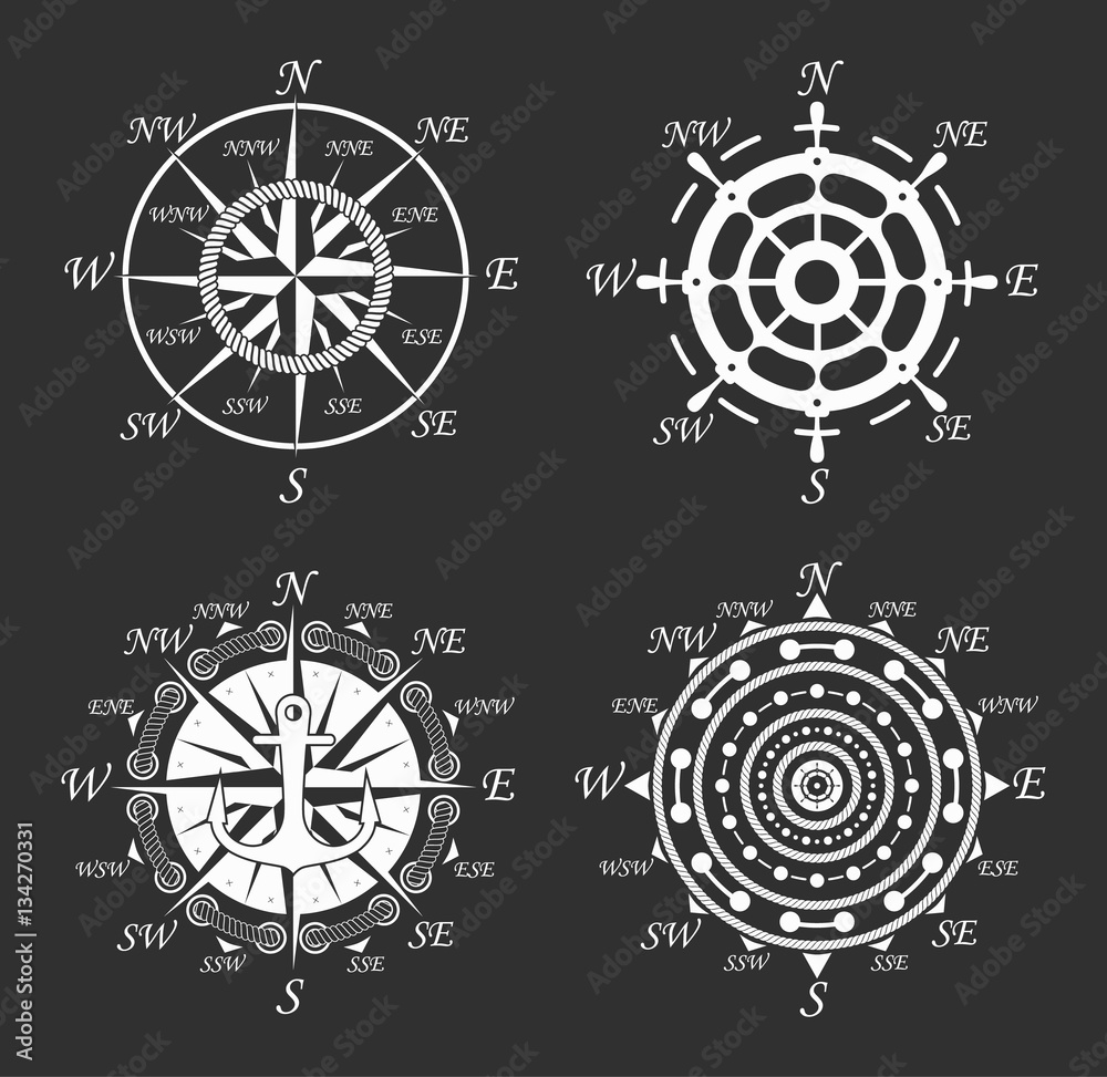 Nautical Logos Templates Set. Vector object and Icons for Marine Labels ...