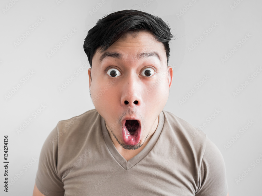 Overly shock and surprise face of man. Stock Photo | Adobe Stock