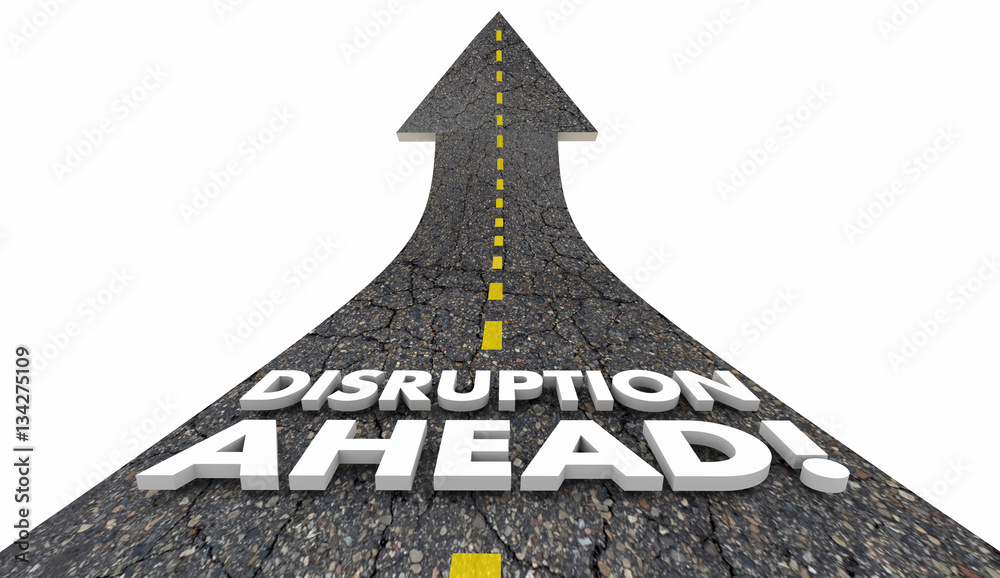 Disruption Ahead Change Major Shift Innovation Road 3d Illustrat Stock ...