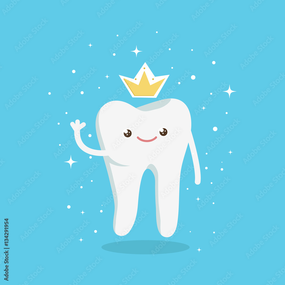 Vetor de Tooth in crown. Clean and shiny tooth king. Dental vector ...