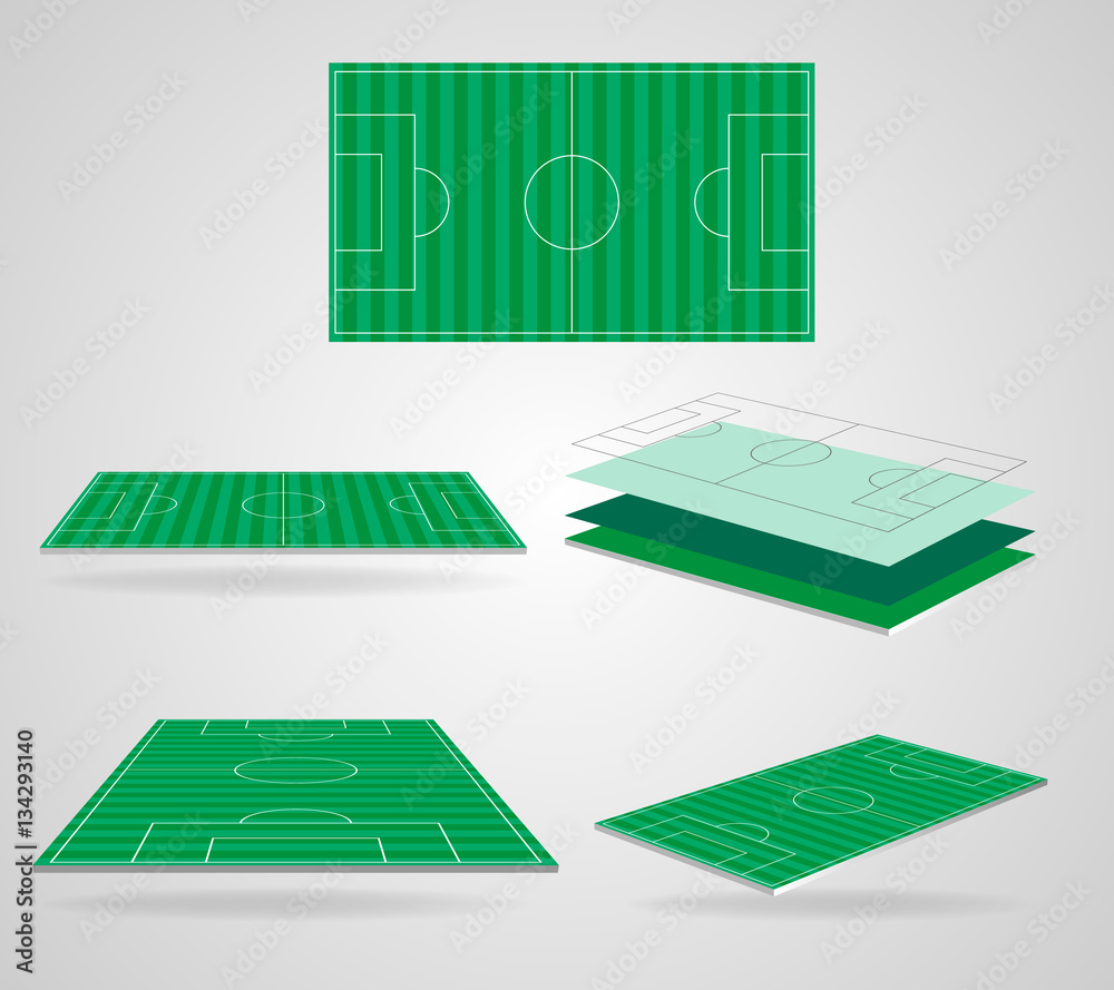 isometric soccer field vector. football field flat design. Stock Vector ...