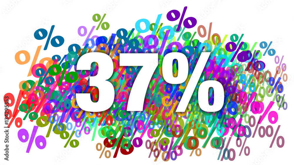 37 Percent White Text on Colorful Percentage Background Stock ...