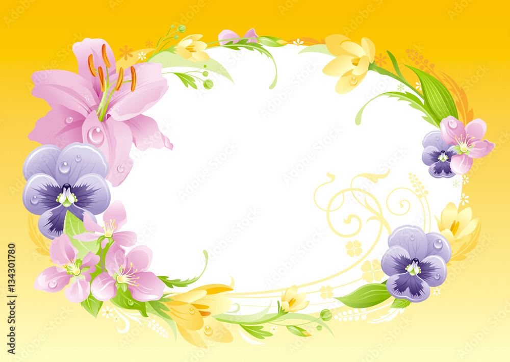 Yellow Spring Flowers Border