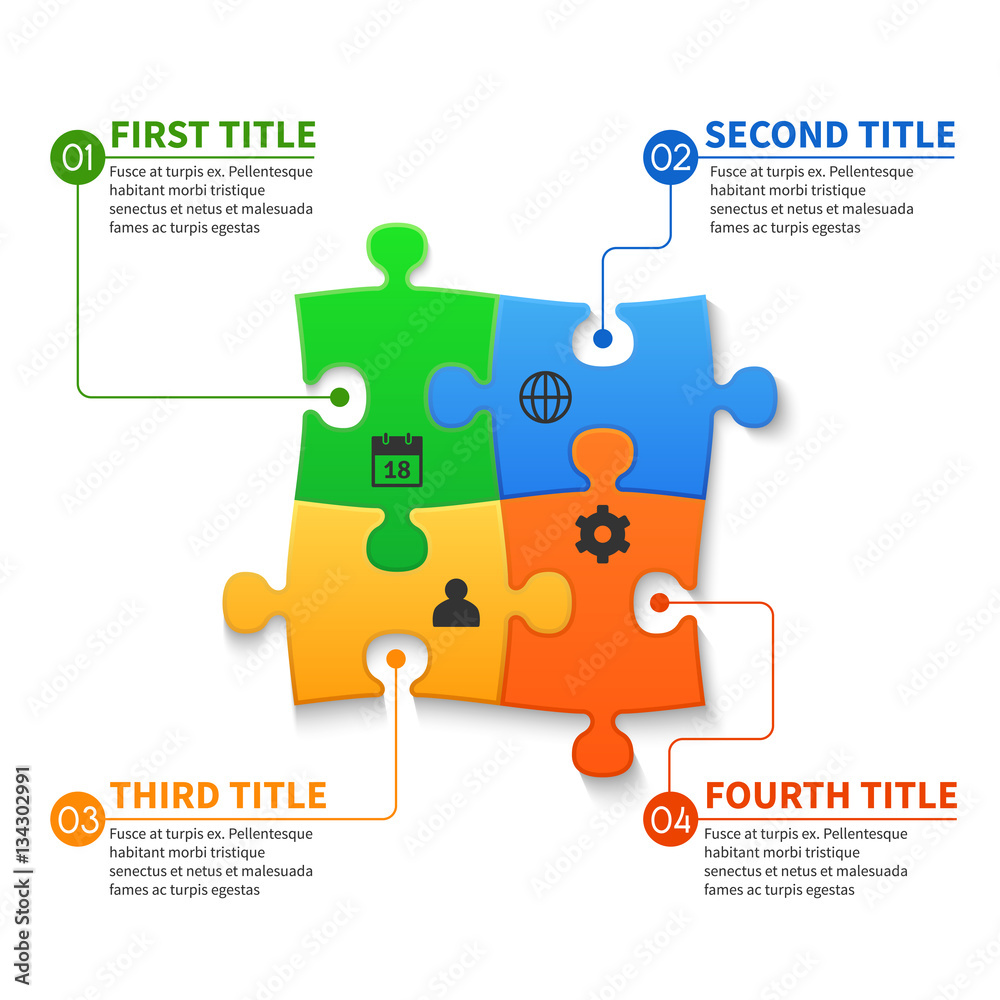 Jigsaw puzzle pieces vector infographic business concept Stock Vector ...